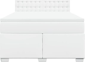 Box spring postel s matrací bílá 140 x 190 cm umělá kůže 3288421