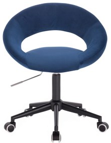 LuxuryForm Židle NAPOLI VELUR na černé podstavě s kolečky - modrá