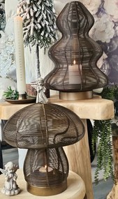 Bronzový antik kovový svícen vánoční stromek Tree - Ø 25*35 cm