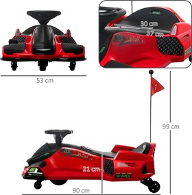 HOMCOM Dětský elektrický Go-Kart 12V 3-8km/h Drift Kart s drift módem, pomalým startem, Go-Kart s osvětlením a hudbou, bezpečnostním pásem pro děti v…