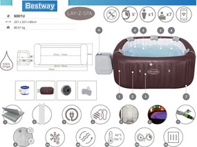 Bestway Vířivka Lay-z-Spa Maldives Pro7 2025, WiFi, aplikace, LED, 5-7 osob, 6001U J-6001U