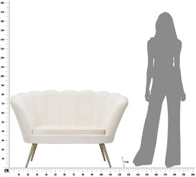 Designová pohovka Nahimana 130 cm bílá / zlatá
