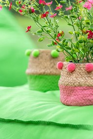 2ks Cementový květináč Pompom modrá,zelená S- 15*15*10 cm