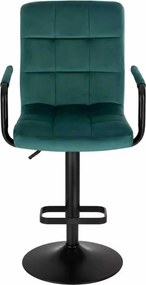LuxuryForm DESIGN Barová židle VERONA BLACK VELUR na černé kulaté podstavě - zelená