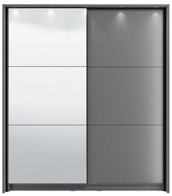 Posuvná skříň se zrcadlem a rámem s osvětlením Catalina 180 - šedá