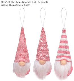 Vánoční dekorace - vánoční skřítek na stromeček Barva: Doll-690--Pink 3Pcs