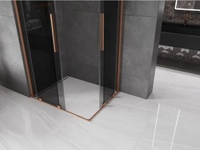 Mexen Velar Duo, sprchový kout s posuvnými dveřmi 90 x 80 cm, 8mm šedé sklo, měděná matná, 871-090-080-42-65