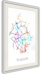 Artgeist Plakát mapa města: Madrid (barevný) Velikosti (šířkaxvýška): 20x30, Finální vzhled: Bílý rám s paspartou
