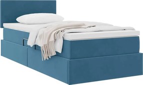Postel s úložným prostorem Tmavě modrá 100 x 200 cm samet 3370681