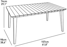 ALLIBERT LIMA 160 Zahradní stůl, 157 x 98 x 74 cm, cappuccino 17202806