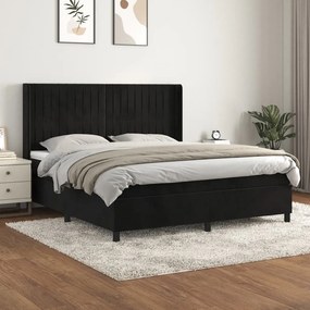 Box spring postel s matrací černá 160x200 cm samet 3132809
