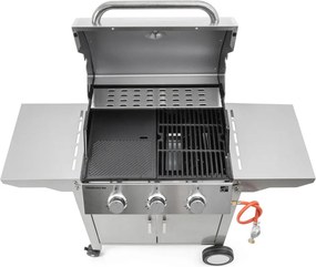 Plynový gril OKLAHOMA BBQ, 3 hořáky, s redukčním ventilem, stříbrná Penta CZ