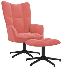 328110 vidaXL Relaxační křeslo se stoličkou růžové samet