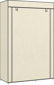 HOMCOM Tkaninová skříň s 6 policemi, věšákem na oblečení a sklopným zipovým kabinetem pro šatnu nebo ložnici, 103 x 43 x 162,5 cm, krémová | Aosom