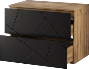 Závěsná skříňka pod umyvadlo Mazi  38 80 cm dub Wotan/černá