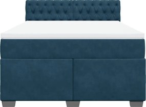 Box spring postel s matrací tmavě modrá 140x200 cm samet 3286340