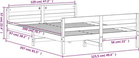 vidaXL Rám postele s čelem voskově 120 x 200 cm masivní borovice [842790] Barva: Bílá