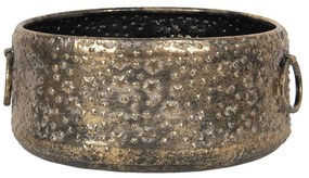 Hnědo- bronzový kovový obal na květináč -  	Ø 40*16 cm