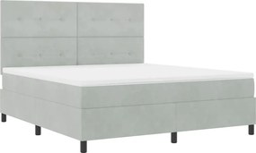 Postel s boxspringem s čelo Světle šedá 180 x 200 cm samet 3339848