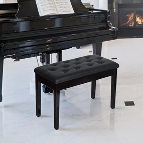 HOMCOM klavírní stolička klavírní lavice tradiční venkovský styl s úložným prostorem, kaučukové dřevo, umělá kůže černá, 76x36x50 cm pro hudebníky | …