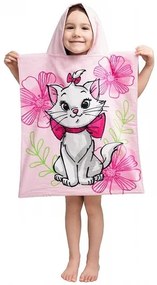 Jerry Fabrics plážová osuška pončo Marie Cat Pink flower 50x115 cm