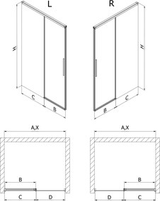 Mexen Rox, posuvné sprchové dveře 155 cm, čiré sklo, černý profil, 8C2-155-000-70-00