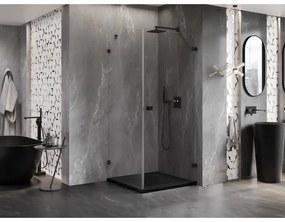 Mexen Lunar-B pravostranný výklopný sprchový kout 100 x 100 cm, čiré sklo, černá matná, 832-100-100-70-00-P