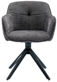 Jídelní a konferenční židle, potah tmavě šedá látka, kovové nohy, černý mat