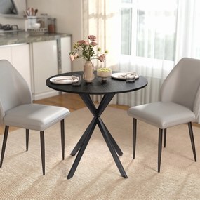 HOMCOM kulatý jídelní stůl 80 cm, industriální s křížovými ocelovými nohami, pro 2 osoby, černý