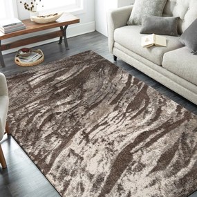Moderní koberec do obývacího pokoje s vlnitým vzorem hnědé barvy Šířka: 240 cm | Délka: 330 cm