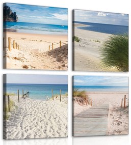 Postershop Obraz na plátně: Cesty na pláži (1) - set 4ks 25x25cm