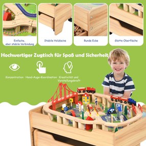 Costway Dřevěný dětský železniční vláček Dřevěný vláček Set Activity Table