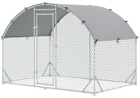 PawHut kurník pro volný chov kuřat z oceli, 280 x 190 x 197 cm, klec pro kuřata s krytem odolným proti UV záření, dvířka, výběh pro 4-6 kuřat, malá z…