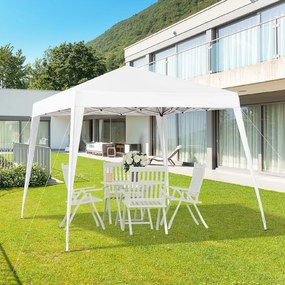 Skládací altán Outsunny 2,4x2,4 m s UV ochranou, skládací a přenosný, včetně tašky na přenášení na zahradu a balkon, bílá ocel
