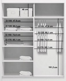 Stylová šatní skříň Bosko A 175 výška 245 cm - dub craft zlatý/bílý