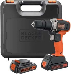 BLACK+DECKER - 18V AKU vrtačka s příklepem, 2x aku 1,5 Ah Li-Ion, nabíječka BCD003C2K-QWROZ1