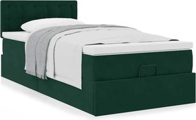 Osmanský rám postele s matrací tmavě zelené 100x200cm samet 3311900