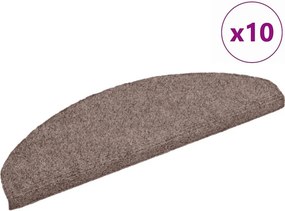 Schodové rohože samolepicí 10 ks 65 x 21 x 4 cm světle hnědé, půlkulaté, velké 149699