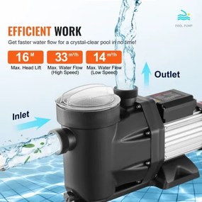 Bazénové čerpadlo, 1800 W 1,49 kW, duální rychlost