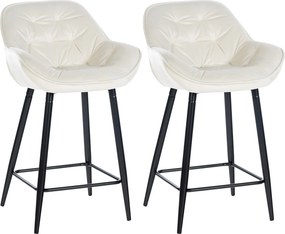 Sada 2 barových židlí Gibson samet – krémová