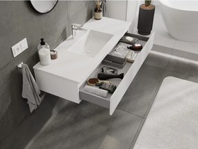 Mexen Rivel, koupelnová skříňka 120 cm s umyvadlem Otis, 1 zásuvka, drážkovaná, bílá matná, 91A20-12023-1-BF01-W18M01
