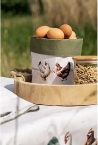 Béžový bavlněný ubrus se slepičkami Barnyard Chicken - 100*100 cm