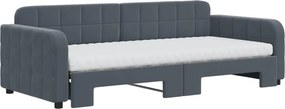 Válenda s přistýlkou a matracemi tmavě šedá 90 x 200 cm samet 3196954