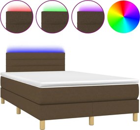 Box spring postel s matrací a LED tmavě hnědá 120x190 cm textil 3270098
