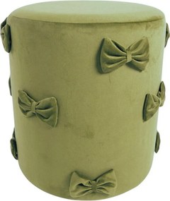 Zelený sametový taburet s mašlemi Pouf Bow green – 37*37*42 cm