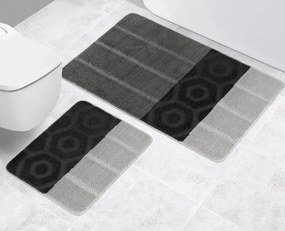 Bellatex koupelnové předložky SADA BANY 60x100 + 60x50 cm bez výkroje Pruh šedá, černá
