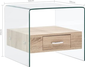 Konferenční stolek se zásuvkou 50 x 50 x 45 cm tvrzené sklo 284724