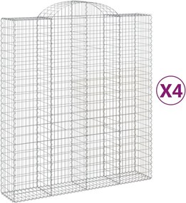 Klenuté gabionové koše 4 ks 200x50x220/240cm pozinkované železo 3146448