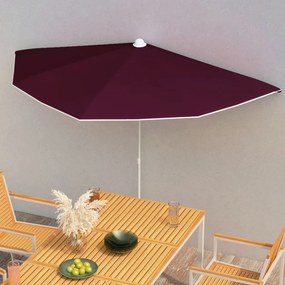 Zahradní půlkruhový slunečník s tyčí 180 x 90 cm bordó 315563