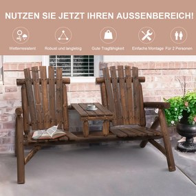 Zahradní lavice se stolem Outsunny, sada zahradního nábytku, lavice se 2 židlemi, masivní dřevo, hnědá barva, 157 x 88 x 103 cm, ideální na terasu a …